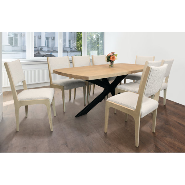 MOTI Furniture Logan 9-piece Dining Table Set With Ash Boucle Ivory Side Chairs - Wayfair Canada